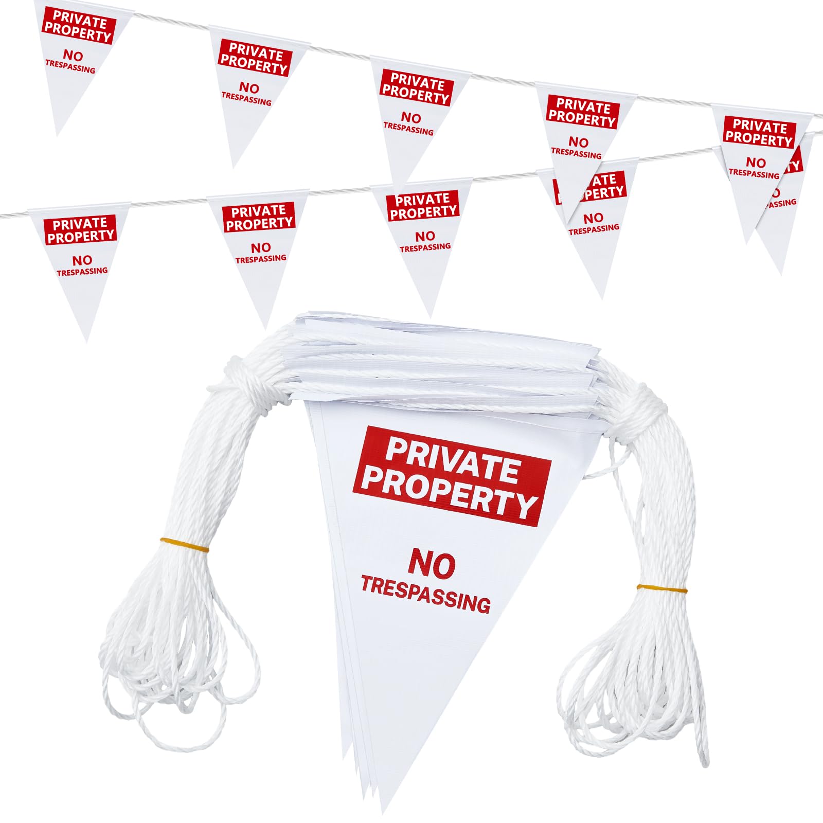 Private Property No Trespassing White Pennant Banner Flag 102ft Length ...