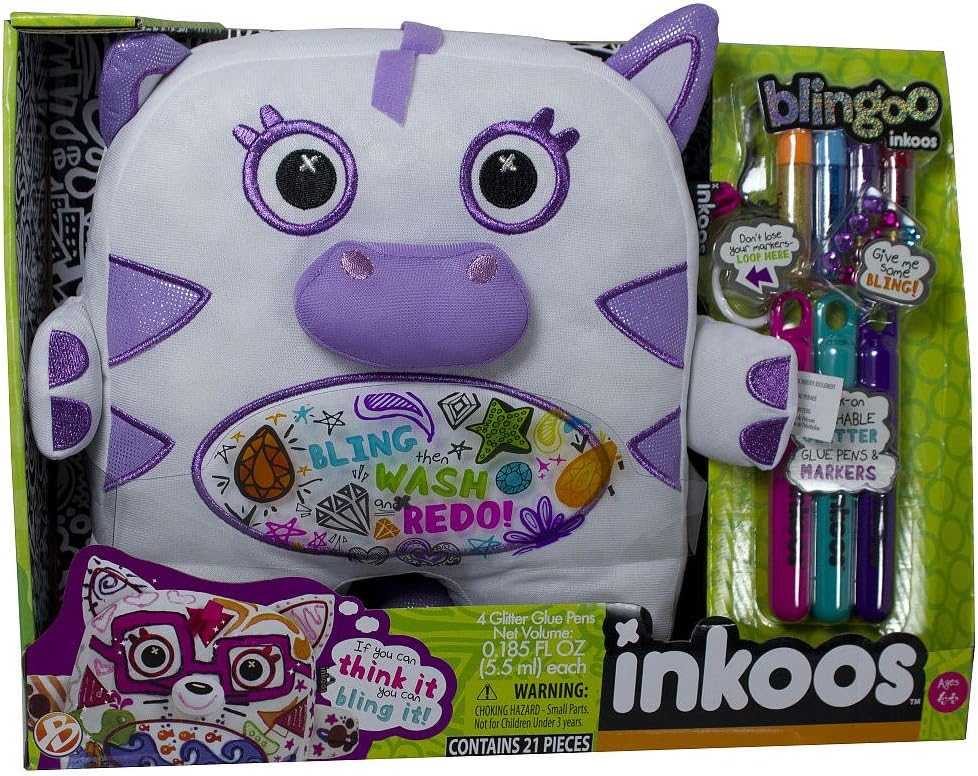 Amazon.com: Inkoos Blingoo Large Pet Plush - Zebra - Gems, Glitter Glue ...