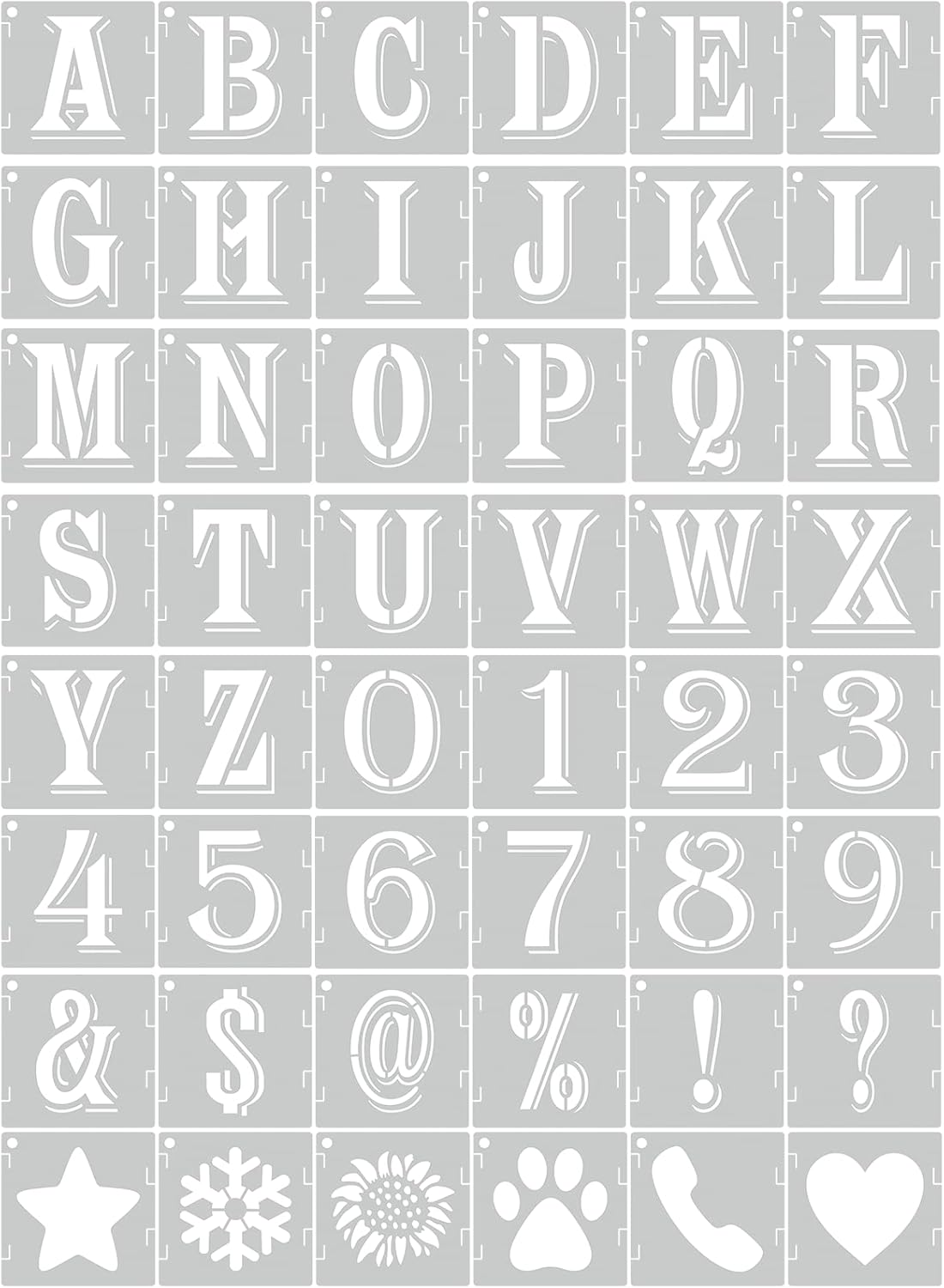 Amazon.com : 48 Pcs Letter Stencils Symbol Numbers Stencils, 6 Inch ...