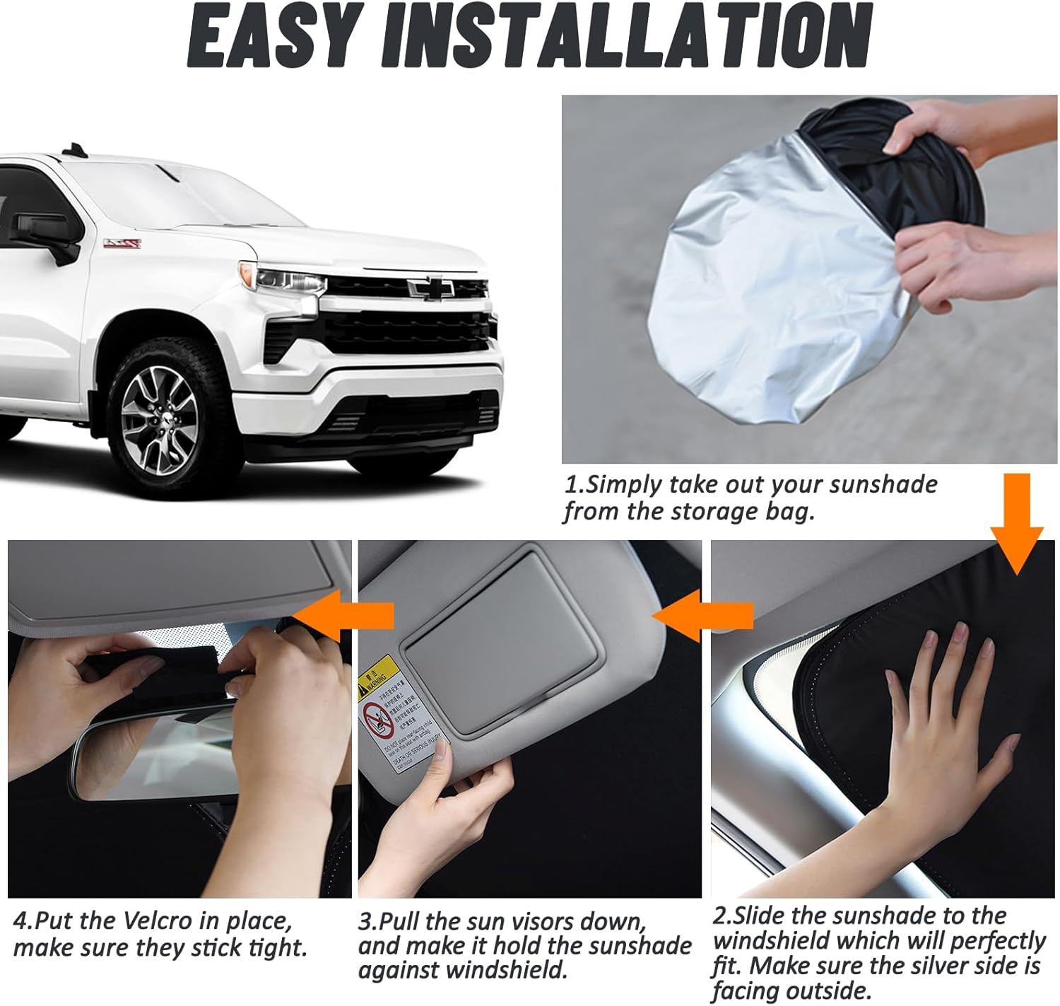 D-Lumina Parasol para parabrisas para Chevy Silverado 1500 2019-2023 ...