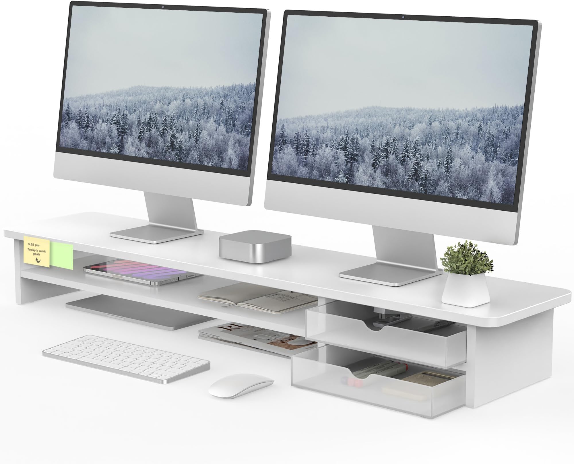 Amazon.com: FEZIBO Dual Monitor 43 Inch Stand Riser-Monitor Stand with ...