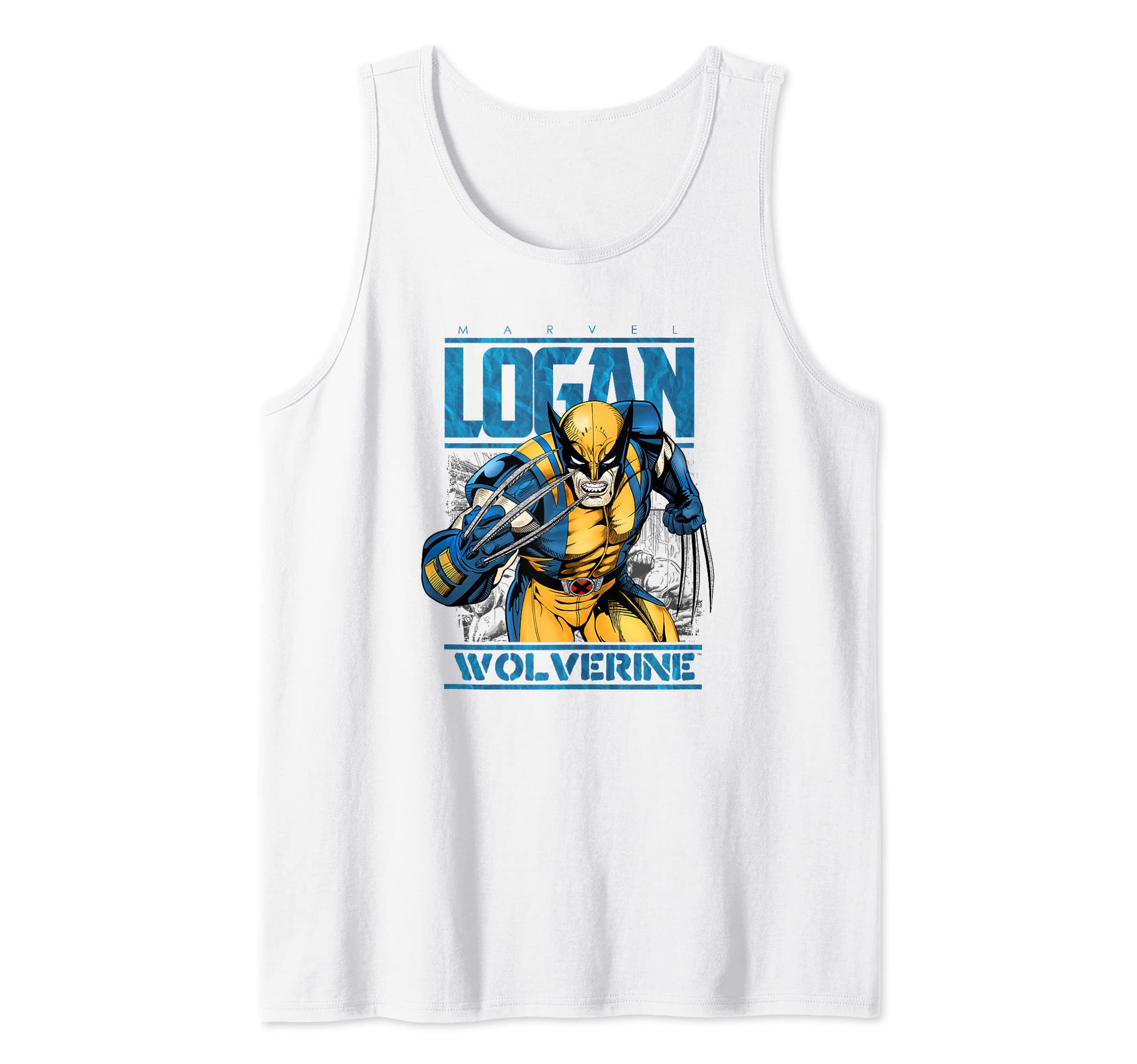 Amazon.com: Marvel Wolverine Classic Logan Retro Comic Logo Tank Top ...