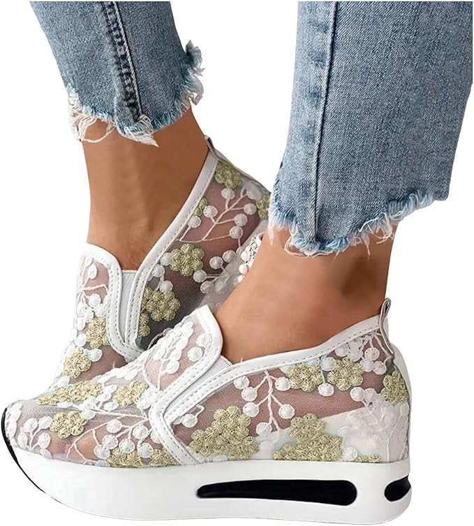 Amazon.com: Fashion Sneakers for Women 2025, Floral Embroidery ...