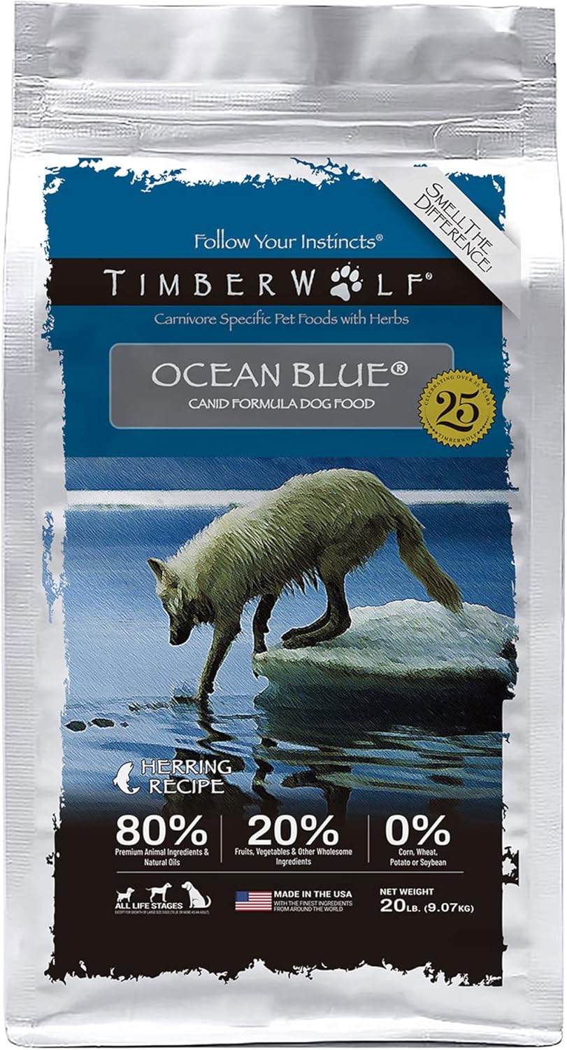 Amazon.com: Timberwolf Ocean Blue Herring Recipe Dry Dog Food 20lb ...