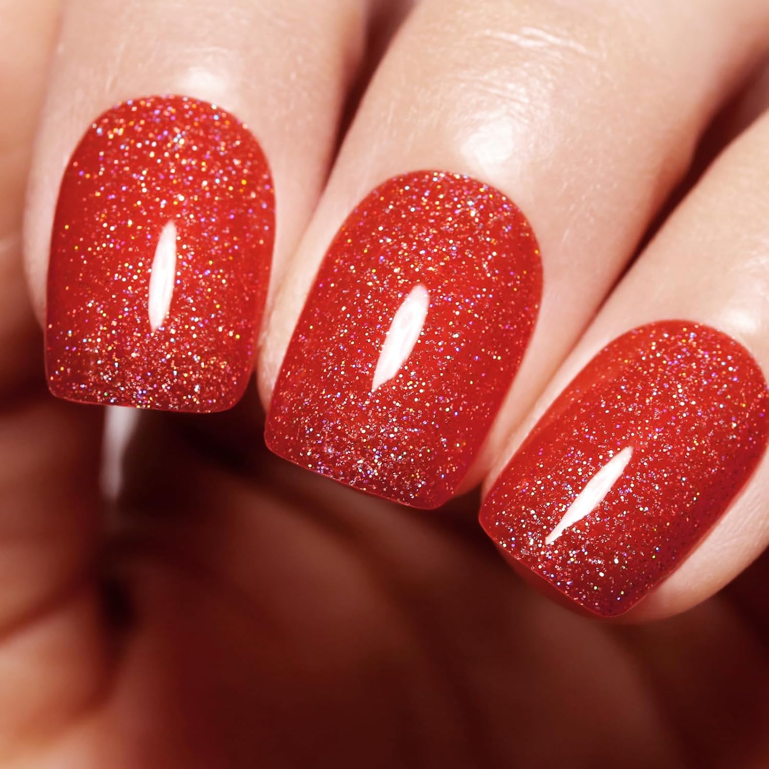 Amazon.com : Imtiti Tomato Red Glitter Gel Nail Polish, Iridescent ...