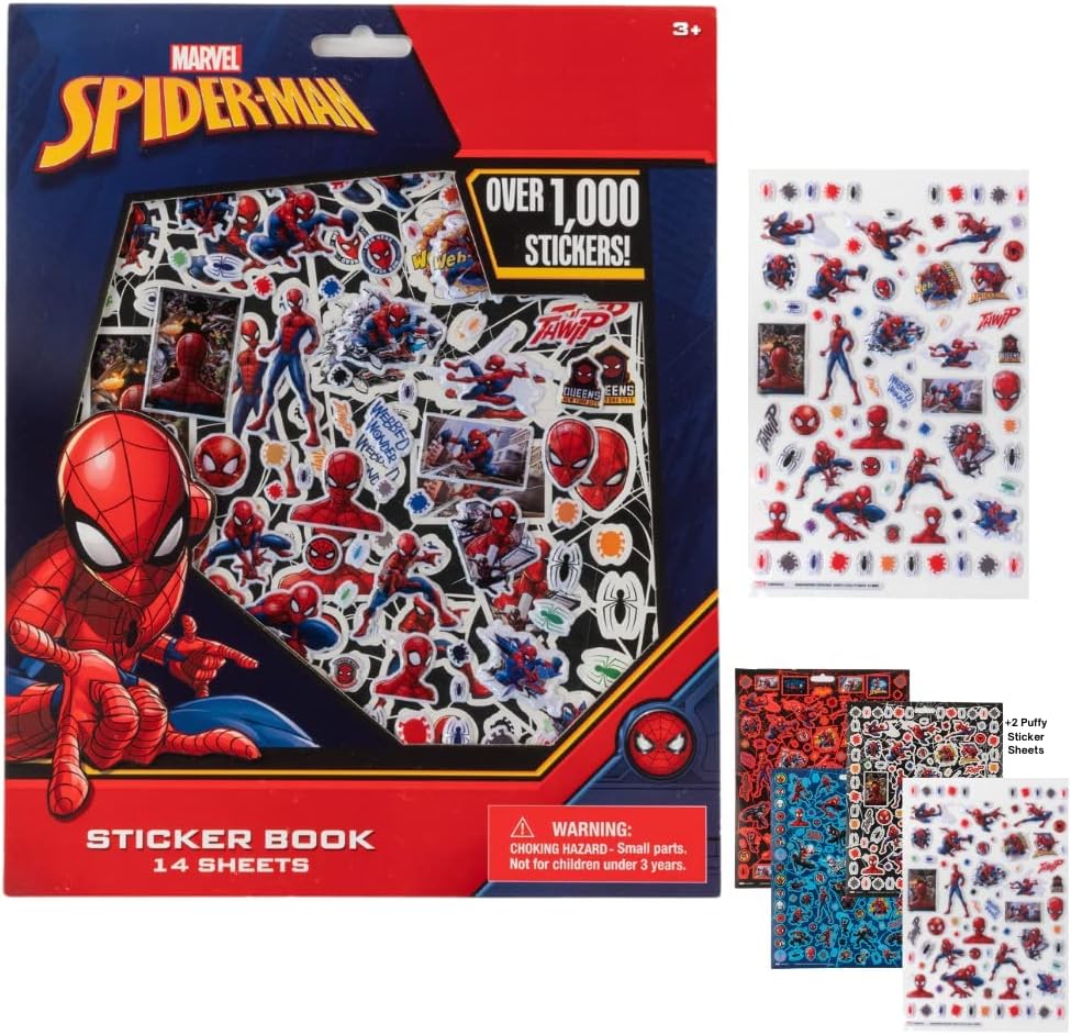 Amazon.com: Marvel Spider-Man Stickers for Kids - 4 Sheets with Over ...