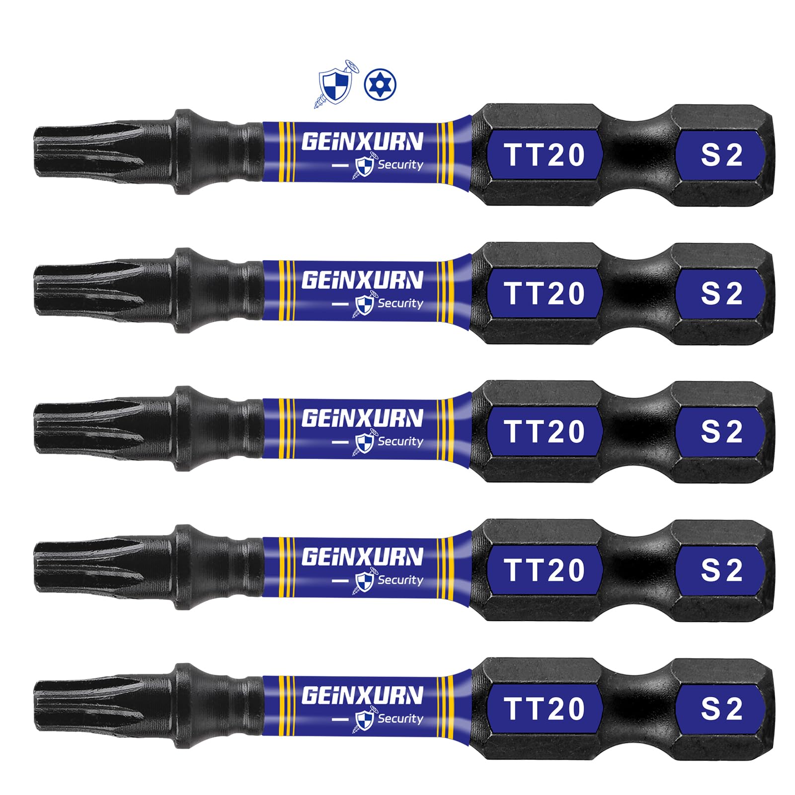 Geinxurn 5 Pieces T20 Hollow 2 In. Impact Tough Magnetic Insert Bit Set ...