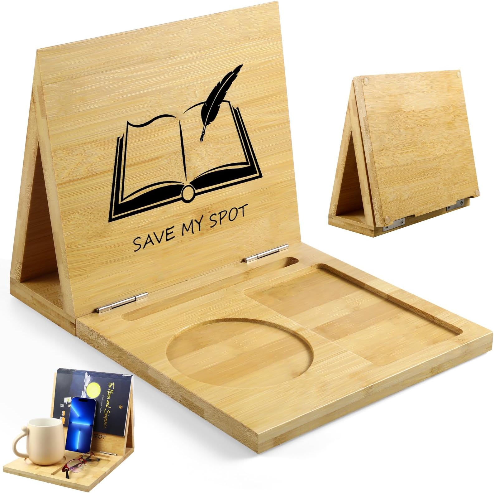 Amazon.com : Essenhome Wooden Book Stand Holder for Page Rest, Foldable ...