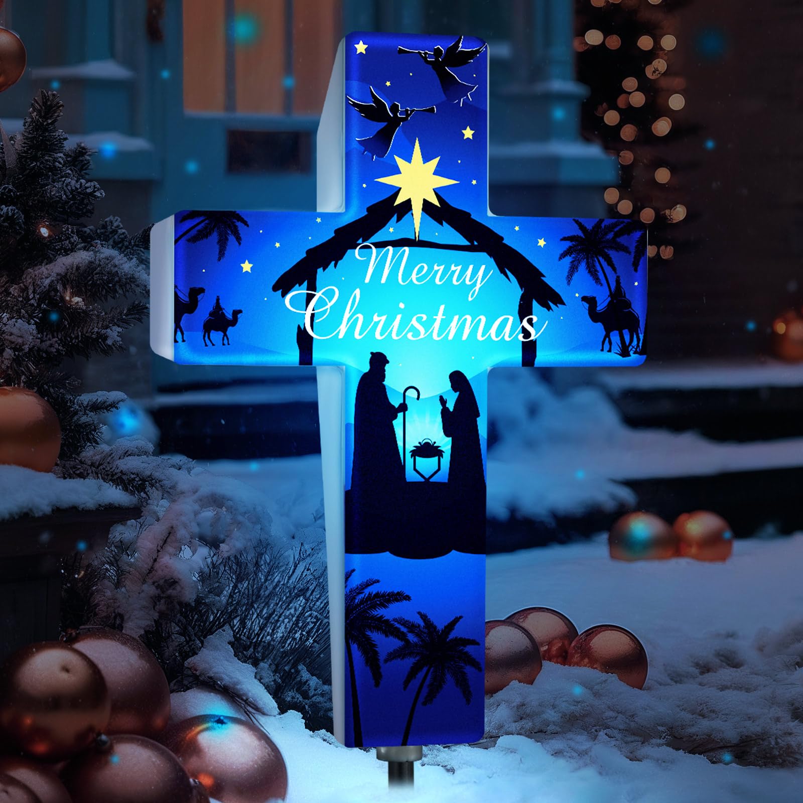 Yousoontic Christmas Garden Stake Solar Lighted Nativity Scene Outdoor ...