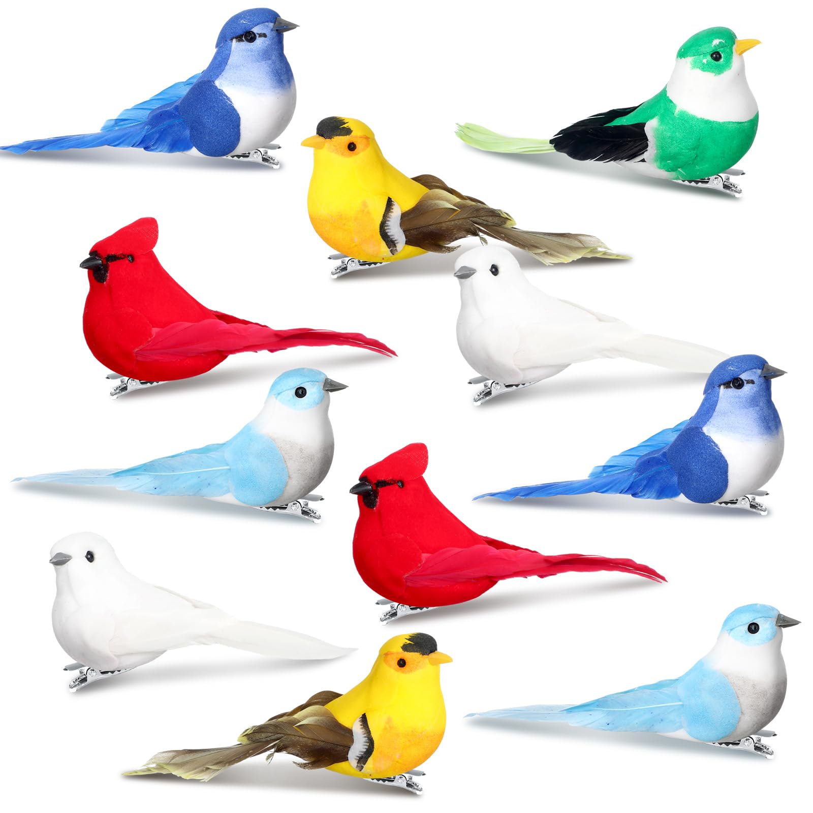 Amazon.com: Liliful 12 Pcs Christmas Artificial Bird Clip on Birds for ...