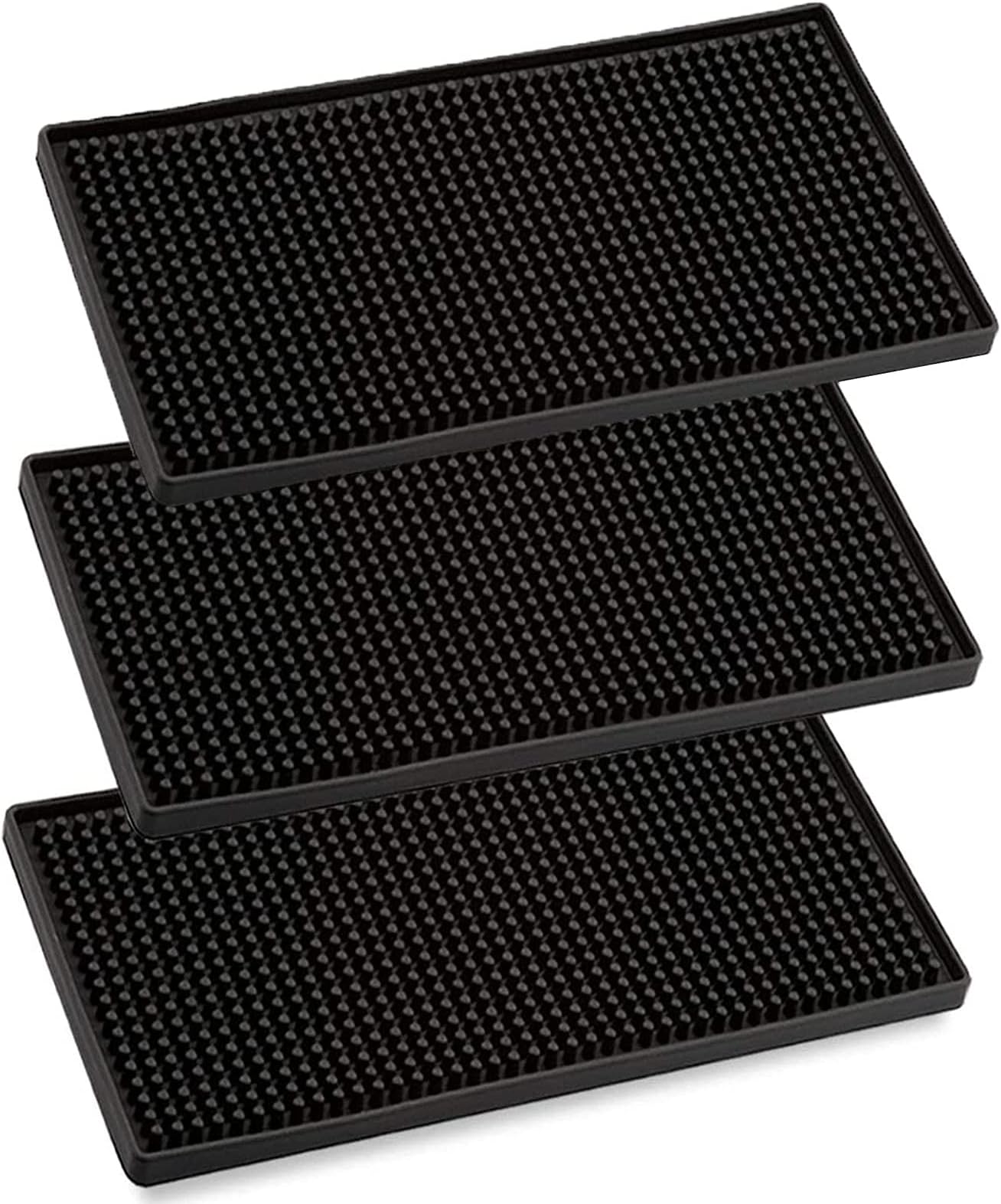 ZEONHAK 4 PCS Black Rubber Bar Mat, 18'' x 12'' Coffee Bar Mat, 45x30cm ...