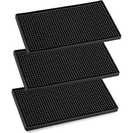 Rubber Bar Service Mats, Black Non Slip Beer Whiskey Glass Coffee Bars ...