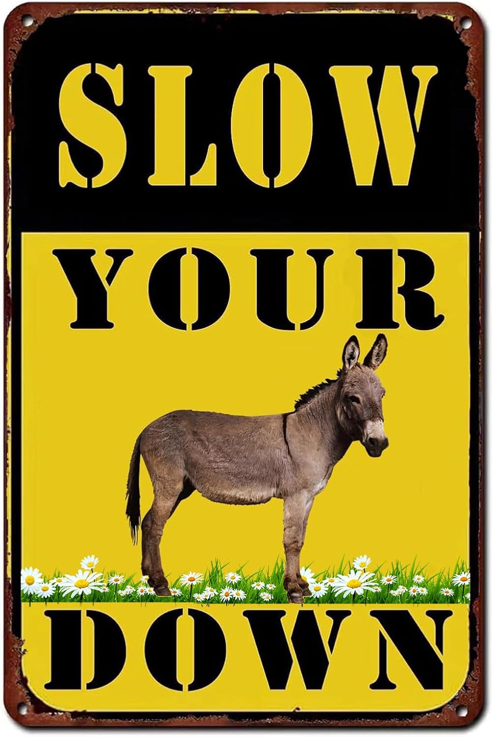 Amazon.com: ASOULFAN Slow Your Down Sign Durable Metal Slow Your Donkey ...