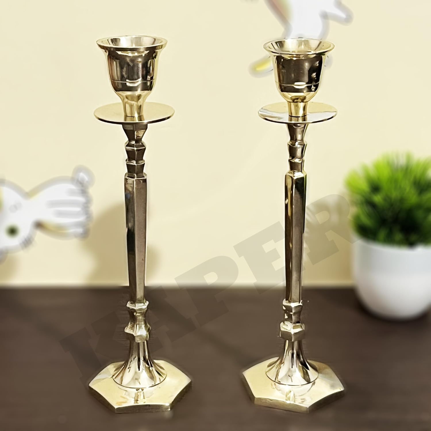 Buy KAPER Brass Candle Stand Set of 2 (8 Inch) | Antique Finish ...