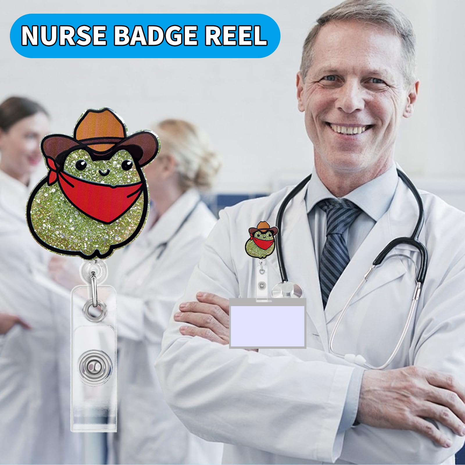 Snapklik.com : Funny Frog Badge Reel, Cute Animal Cowboy Frog Badge ...