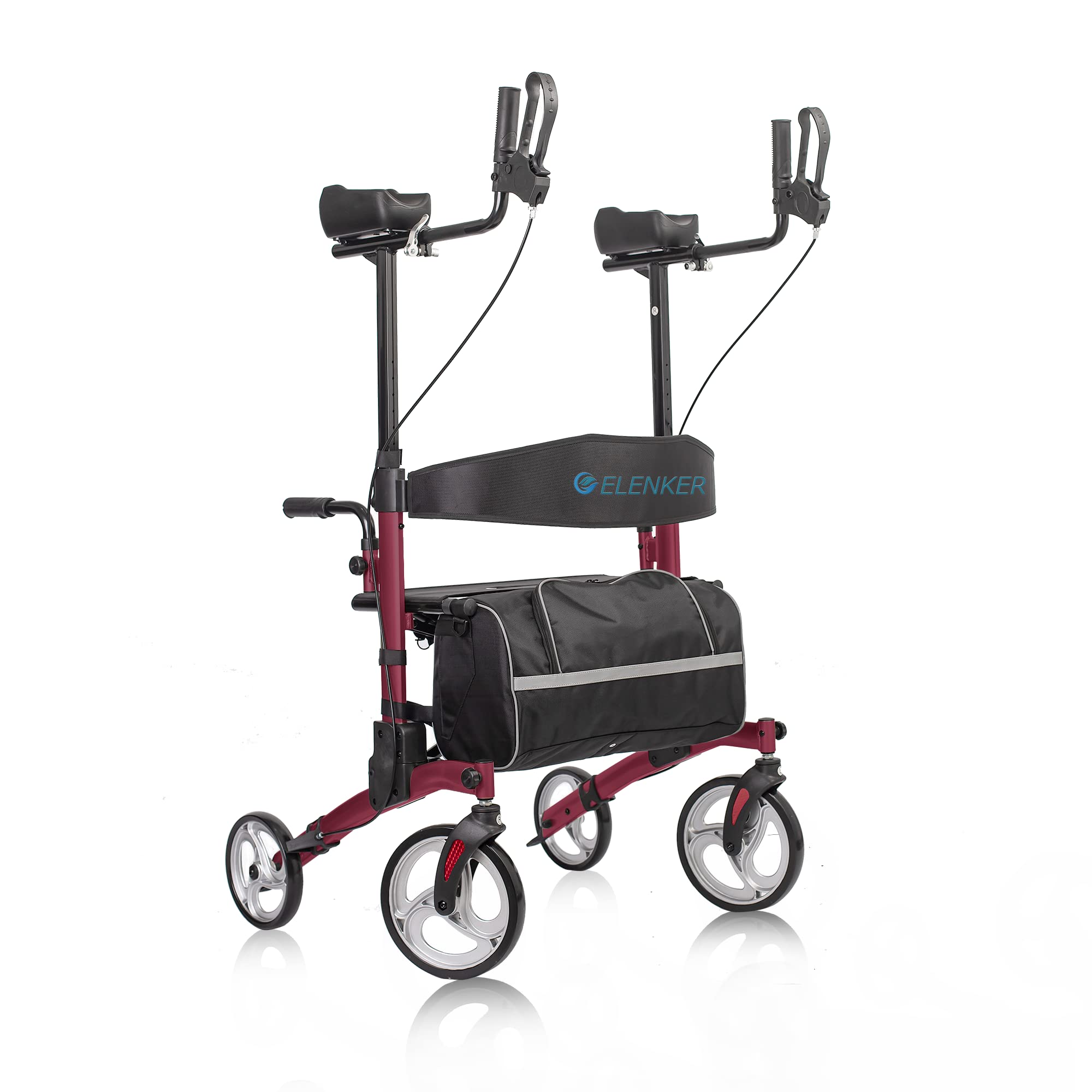 ELENKER Heavy Duty Upright Rollator Walker, Supports up to 500lbs ...