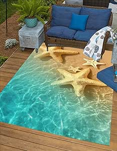 Amazon.com: Ocean Beach Theme Area Rug Teal Blue Ocean Water Cute ...