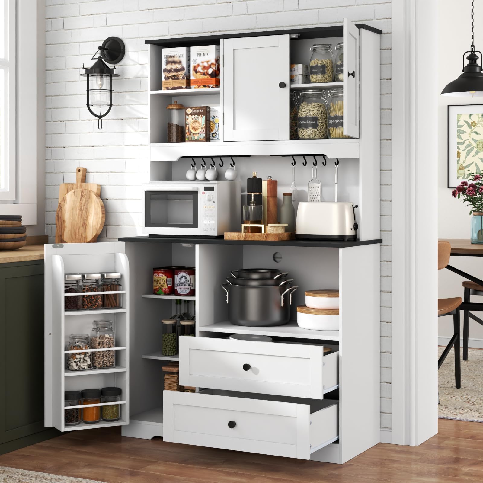 Amazon.com: HORSTORS 70" Tall Pantry Cabinet, Kitchen Hutch with ...
