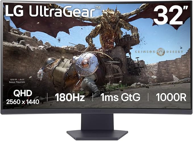 LG Ultragear™ 32GS60QX-B 32-inch Ultragear™ QHD (2560x1440) 1000R Curved Gaming Monitor | 1ms ...