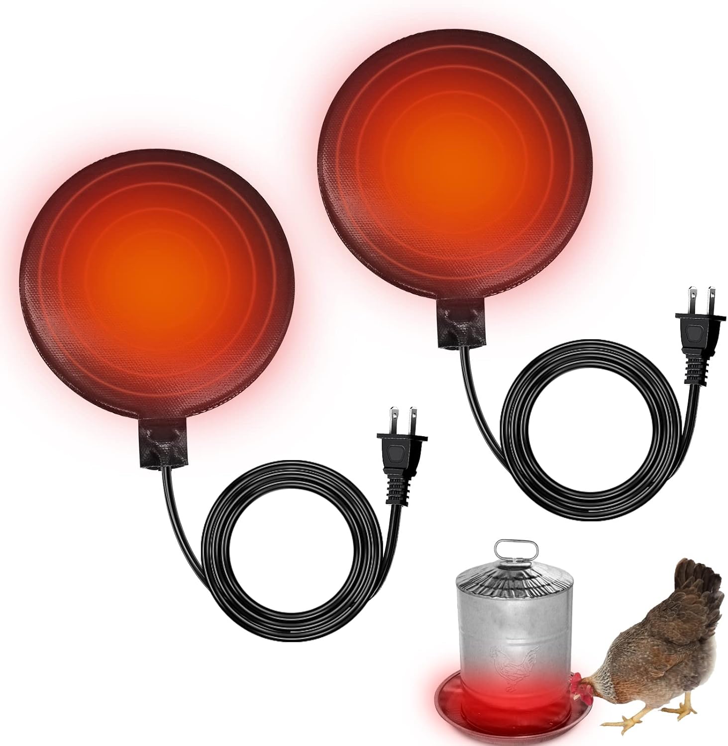 Amazon.com : 2PCS Heated Chicken Waterer, 120V 35W Chicken Water Heater ...