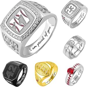 NICEDREAM Personalized Sports Ring - Baseball, Basketball, Football ...