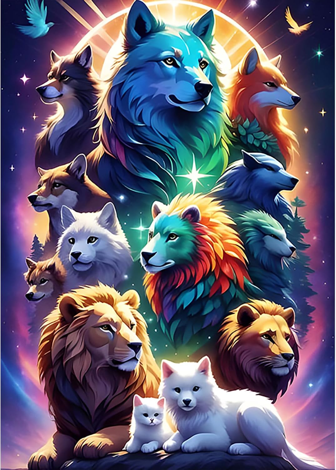 Amazon.com: SENQAO Wolf Diamond Painting Kits for Adults, 5D Many ...
