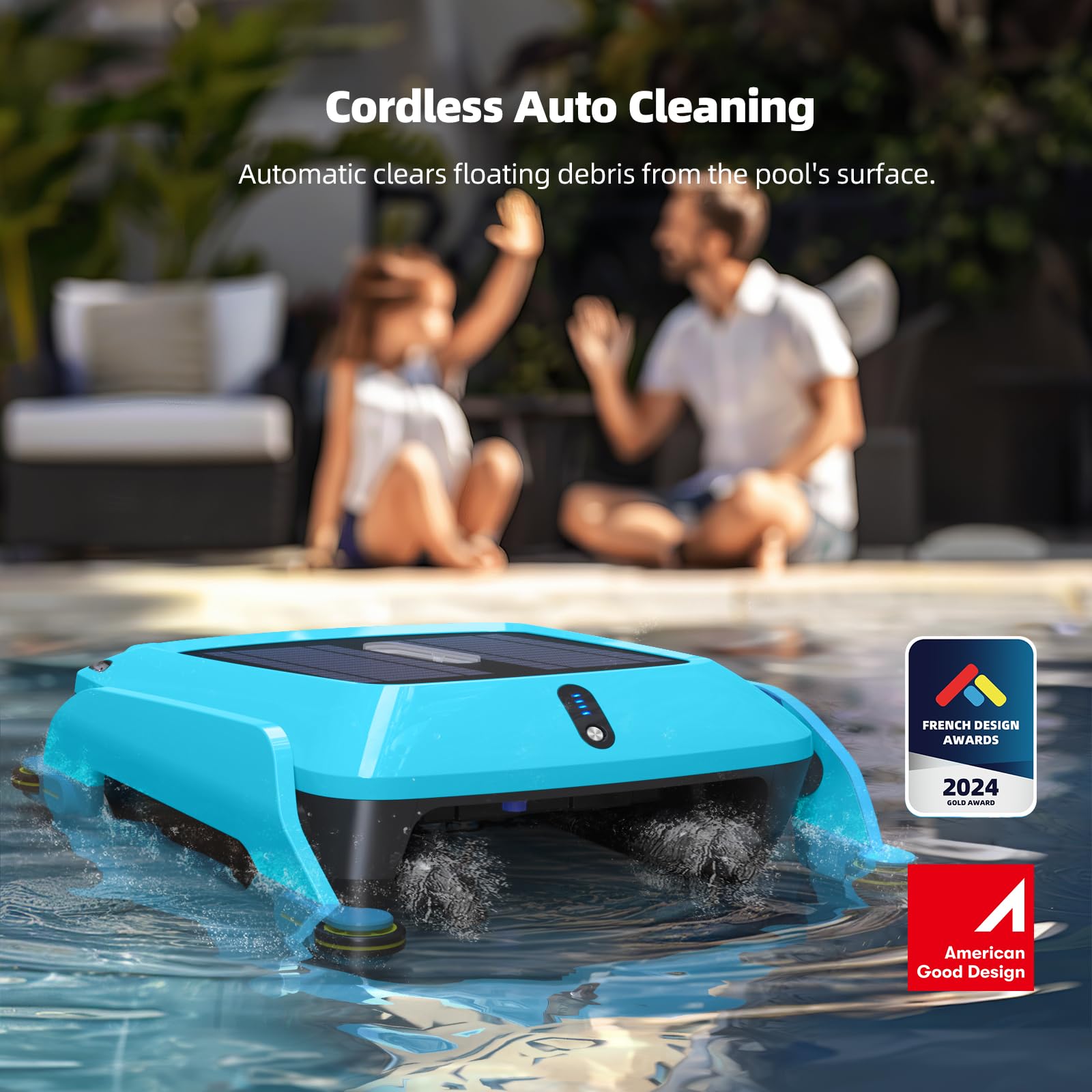 Snapklik.com : SMONET Robotic Solar Pool Skimmer Cleaner: Cordless Automatic Cleaner Robot For ...