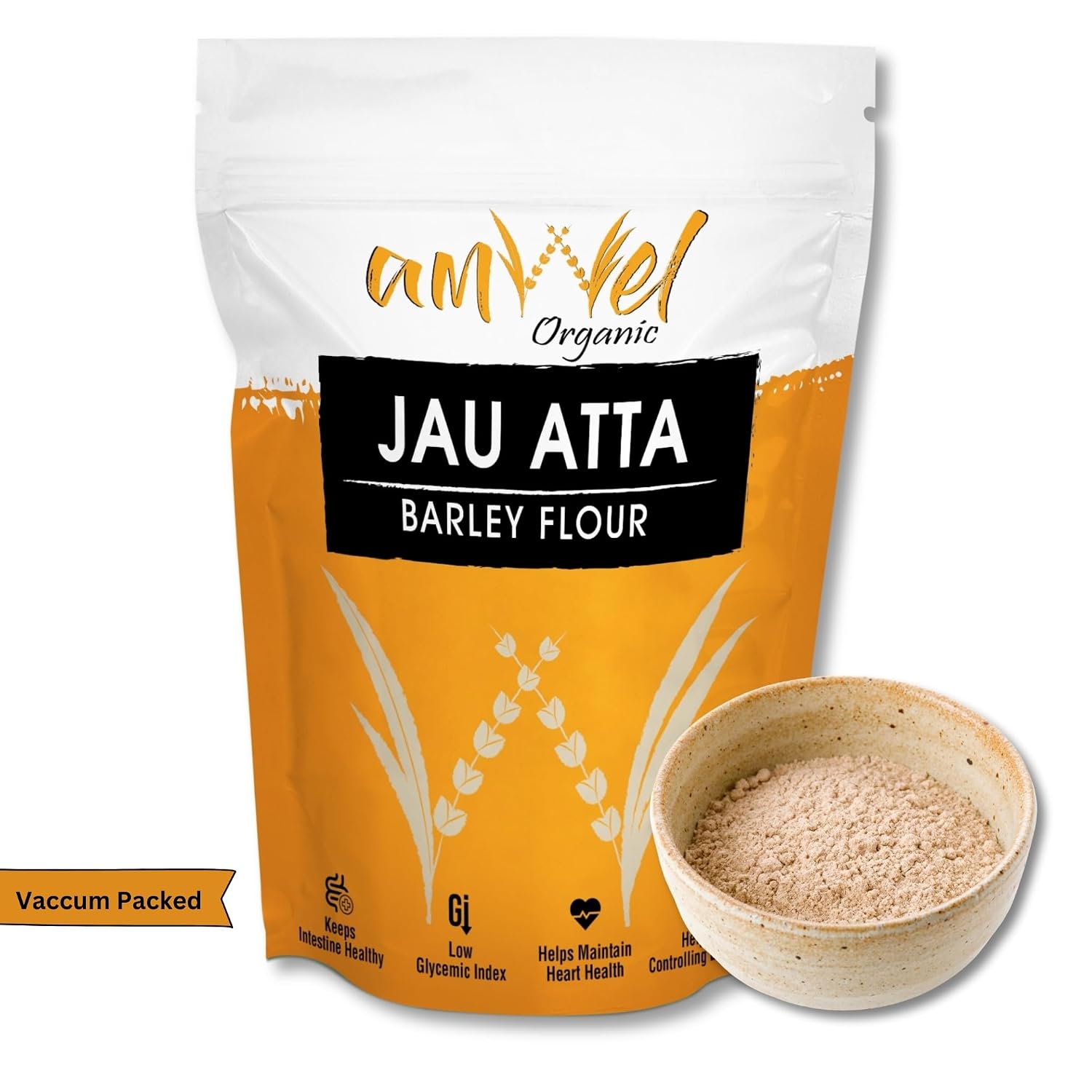 Amwel Organic Jau Atta - Barley Flour, Jaun ka atta | 450g x 4 pc ...