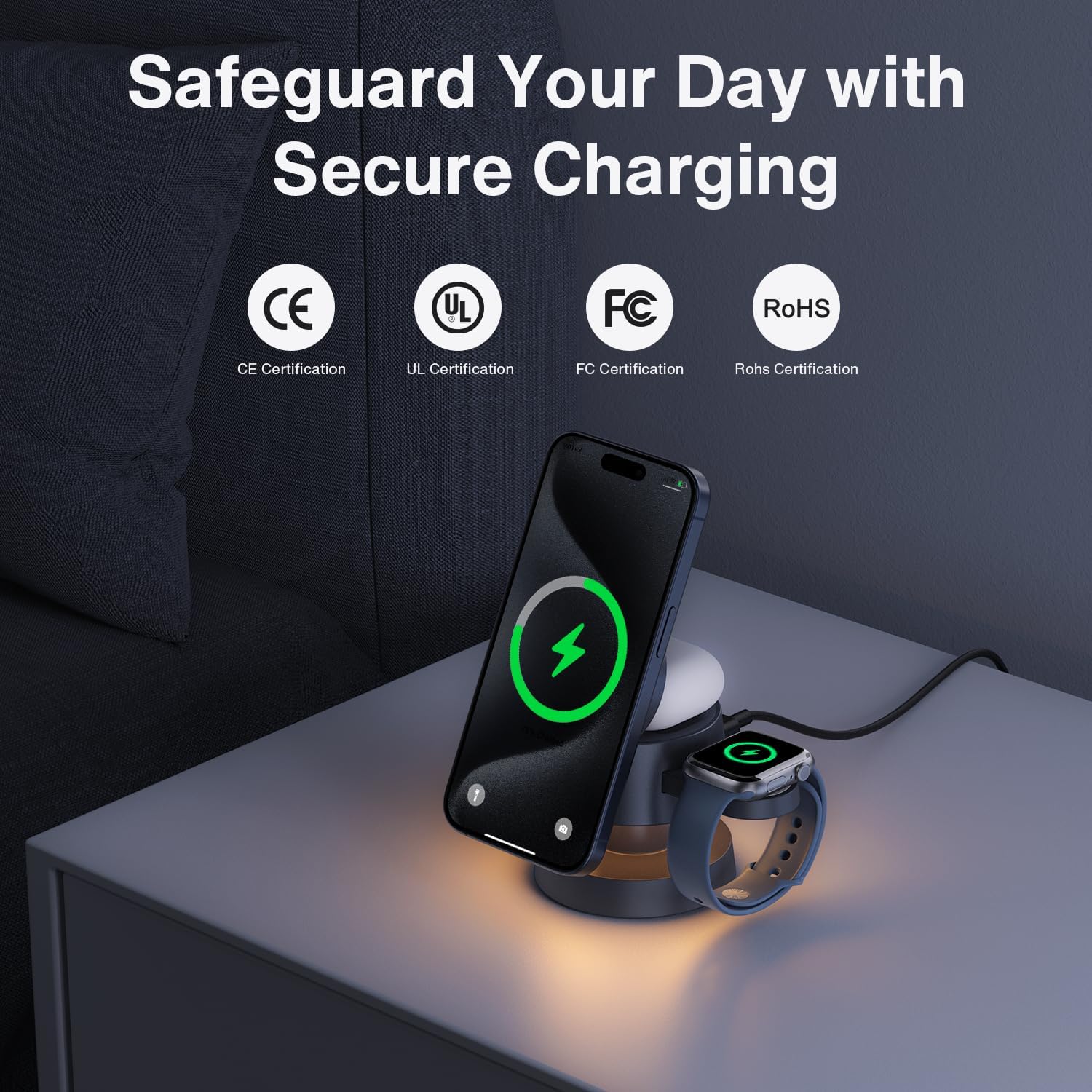 iVANKY 3 in 1 Wireless Charging Station Cube with Night-Lamp&8-in-1 ...