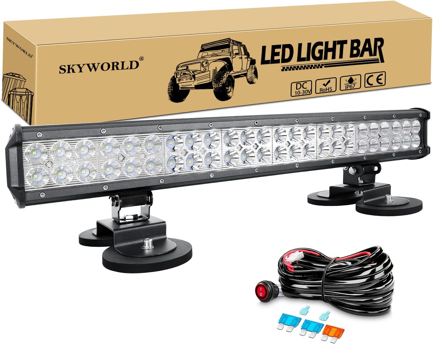 Amazon.com: SKYWORLD Magnetic Car LED Light Bar 23 inch 144W Offroad ...