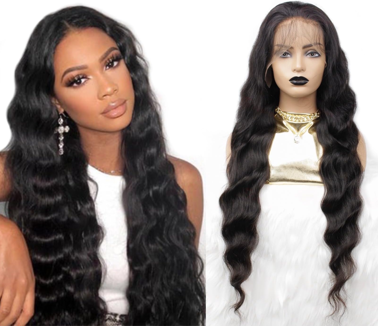 Amazon.com : 360 Lace Front Wigs Human Hair Pre Plucked Body Wave 360 ...