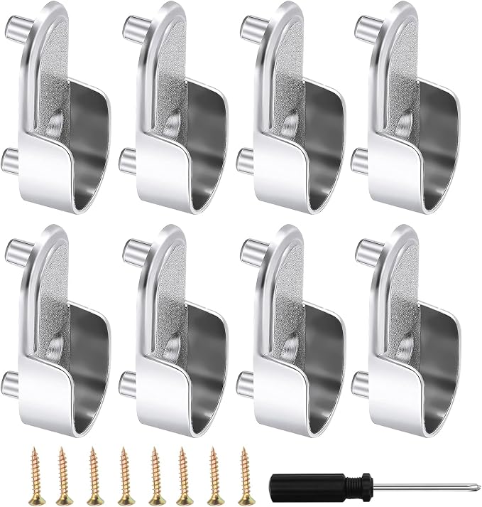 SJUNJIE 8 Pieces Wardrobe Rail Bracket,Wardrobe Pole Brackets with ...