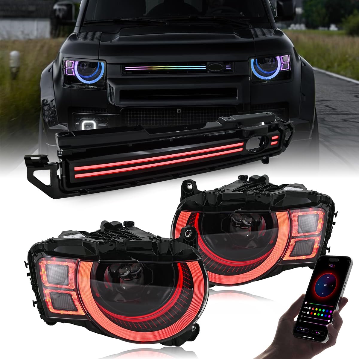 Amazon.com: Oahiem Headlights for Land Rover Defender 90 110 130 with ...