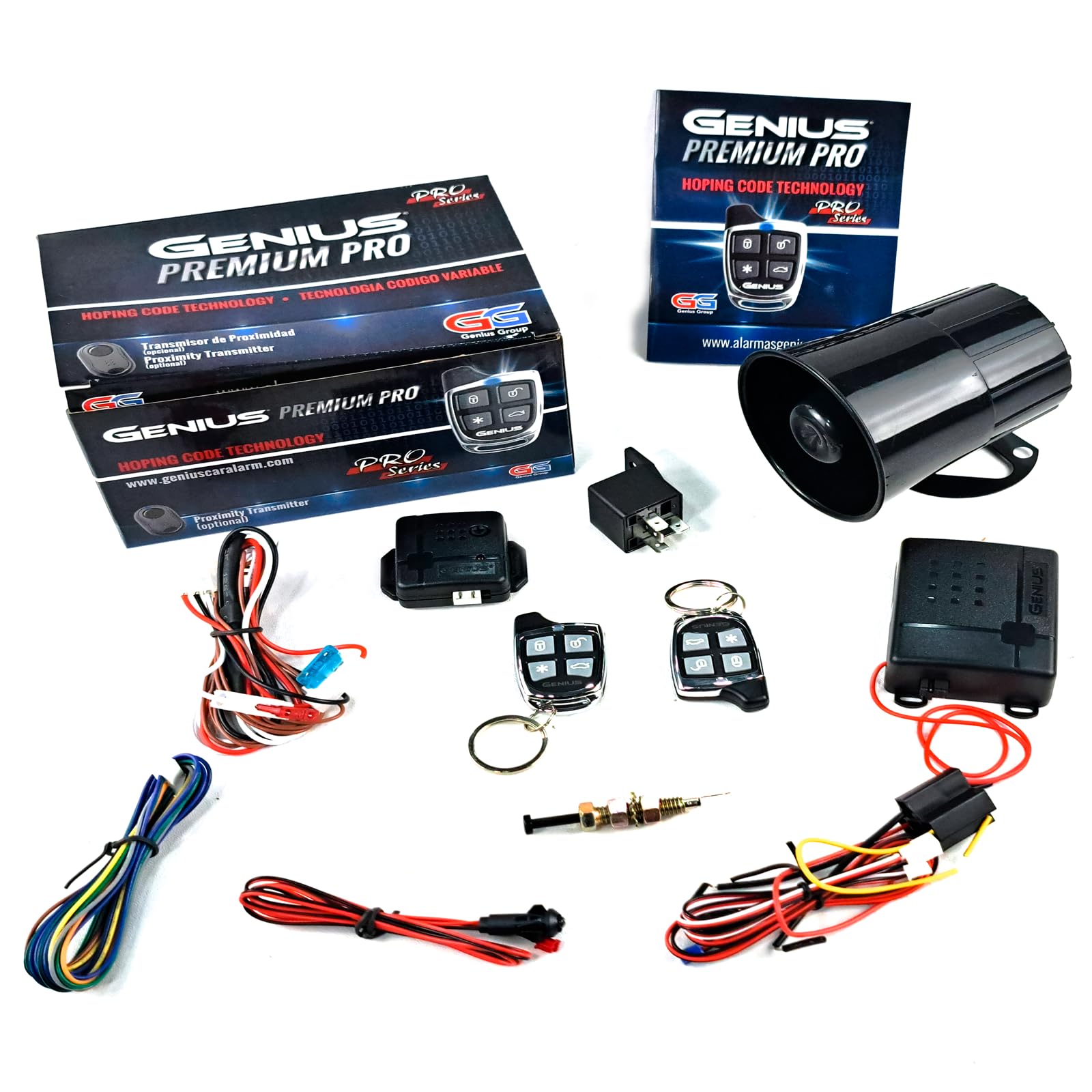 Genius Alarma Automotriz Premium Pro Antirrobo Universal, Set Completo ...