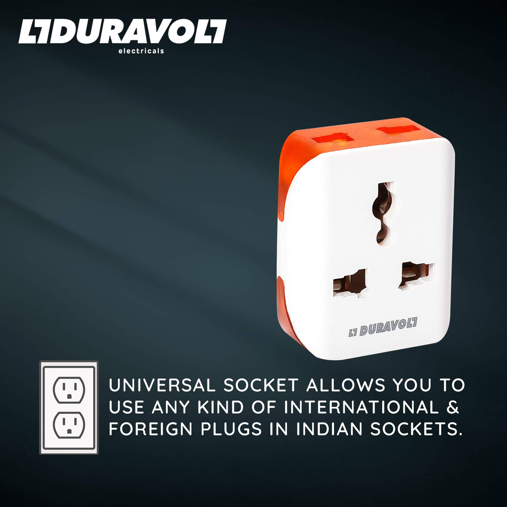 Buy Duravolt 6A Polycarbonate 3 Pin Travel Multiplug Universal 3 In 1 ...