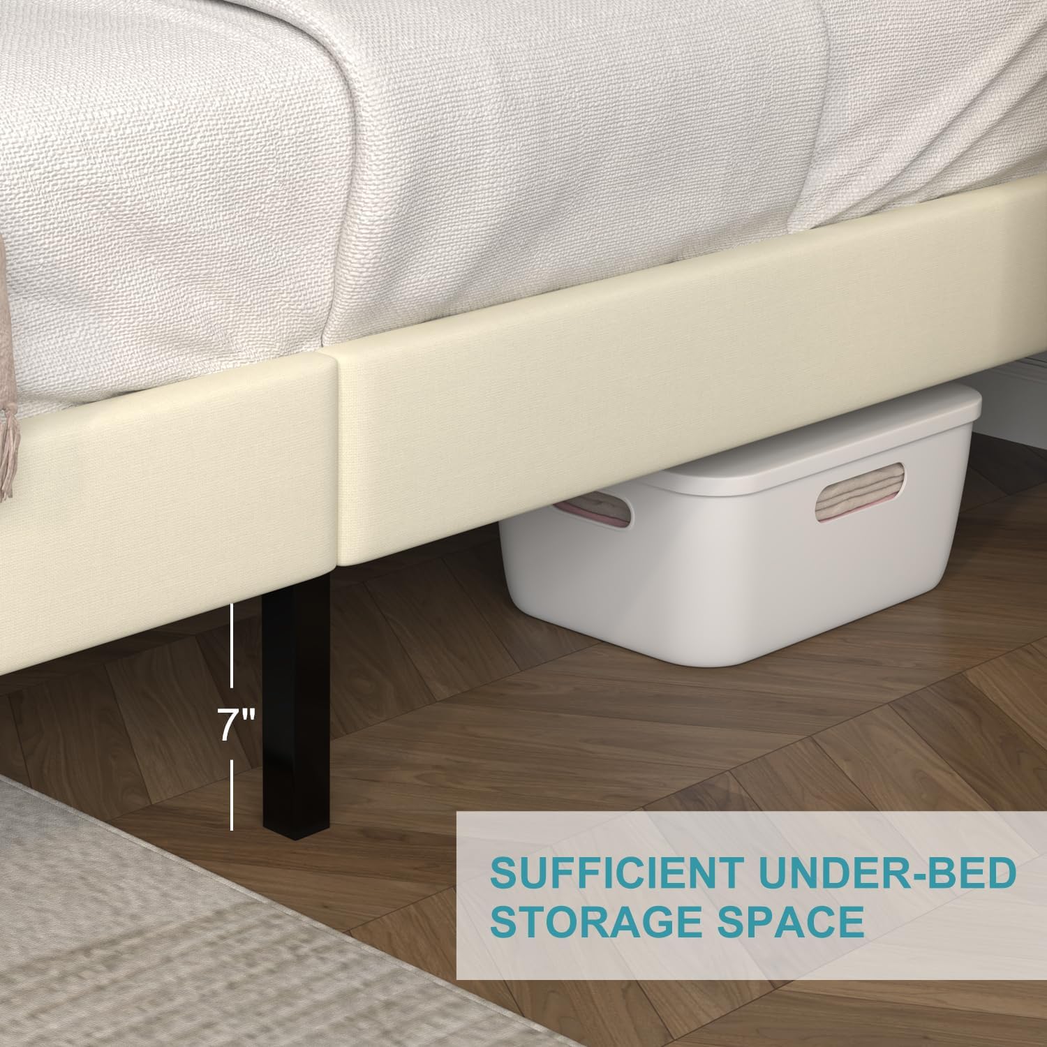 IYEE NATURE Base de cama Queen con plataforma tapizada con cabecero y ...