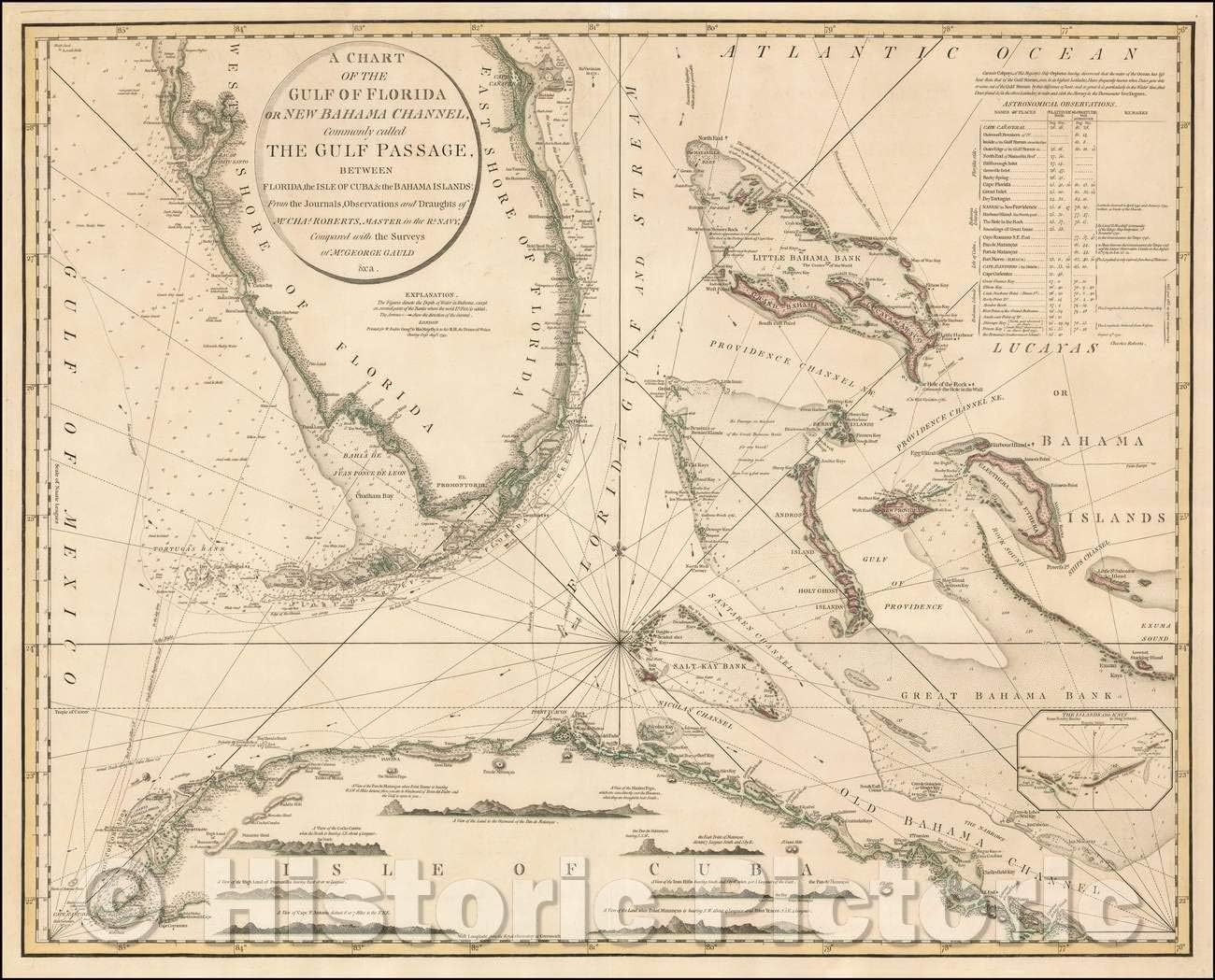 Amazon.com: Historic Map - A Chart of The Gulf of Florida or New Bahama ...
