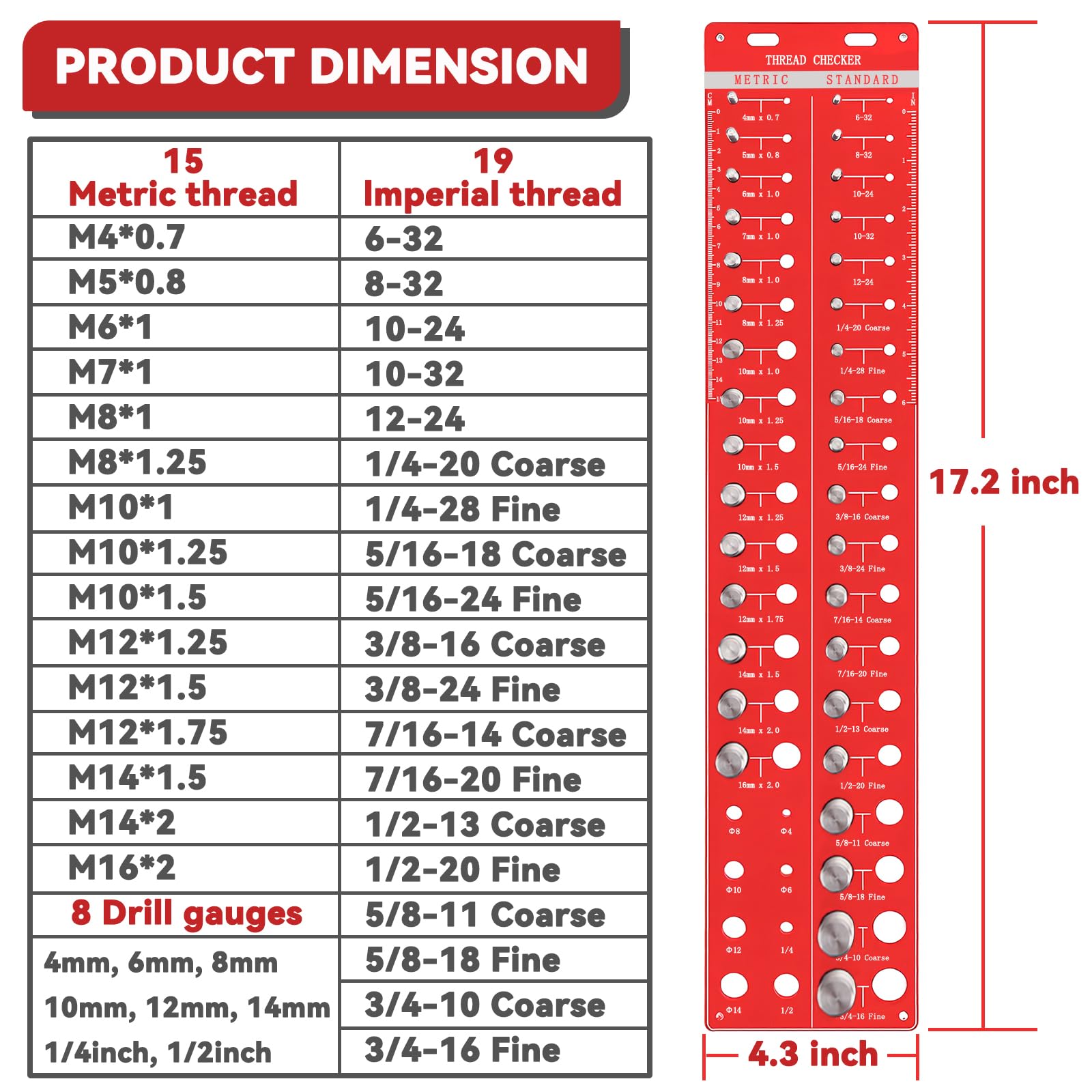 Snapklik.com : 34 Nut And Bolt Thread Checker, Thread Checker