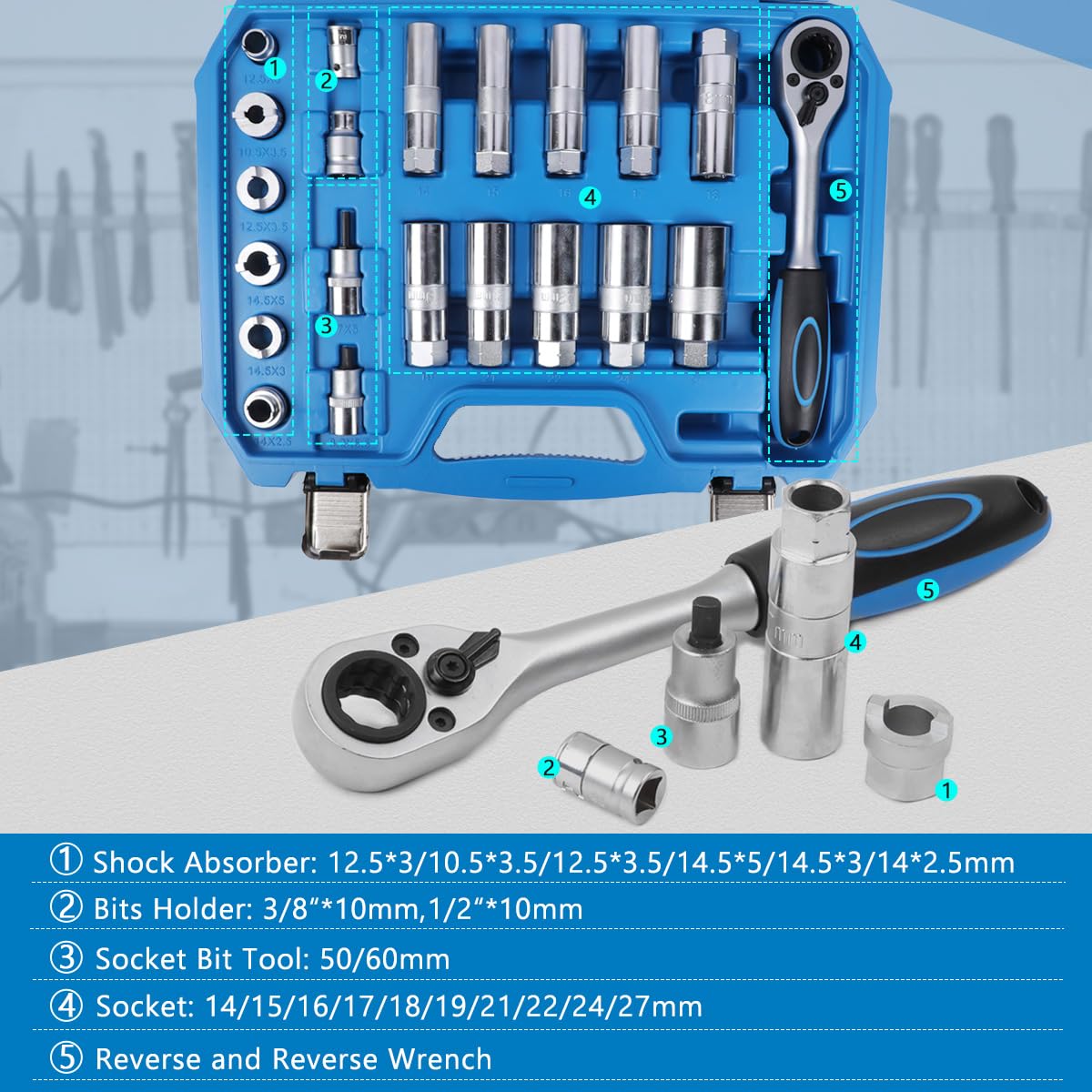 Snapklik.com : Shock Absorber Strut Nut Removal Tool Socket 50PCS Strut ...