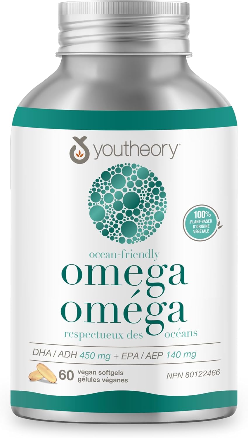 Youtheory Ocean Friendly Omega, Plant Based & Vegan Omega, Supports ...