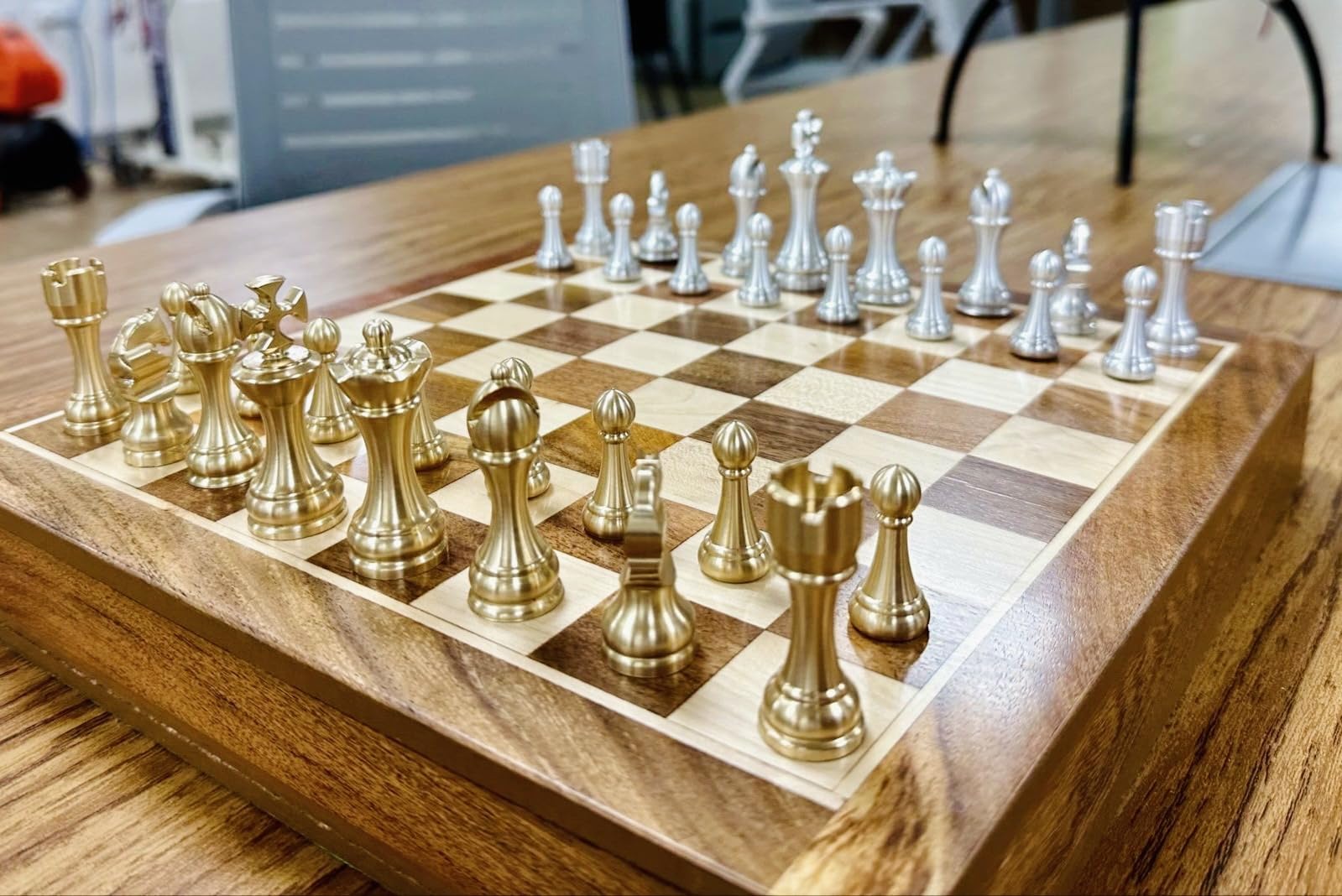 Buy Premium Metal (Pure 100% Brass & Stainless Steel) Chess Set with ...