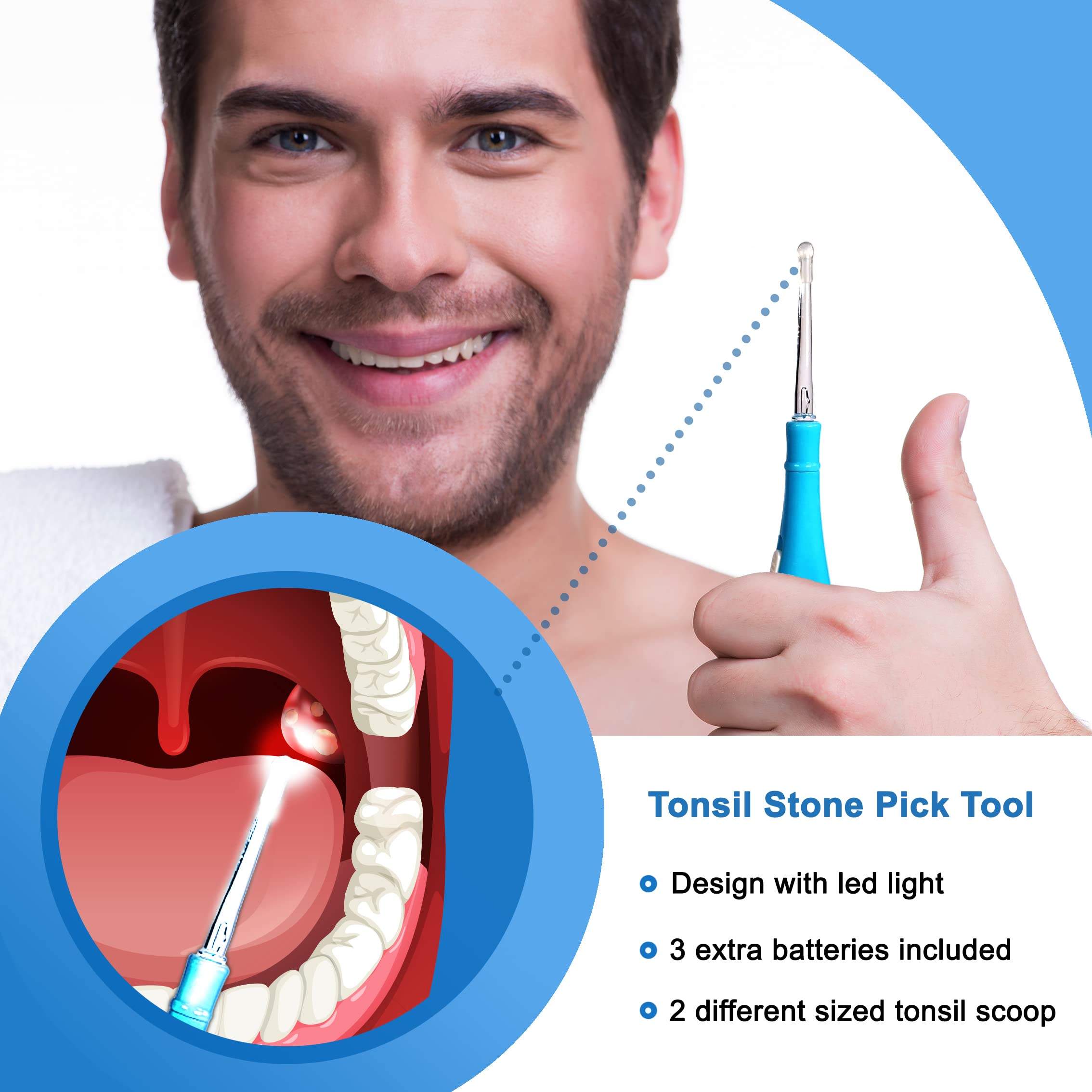 Mild Tonsil Stones Electric Vacuum Tonsil Stone Remover With LED Light