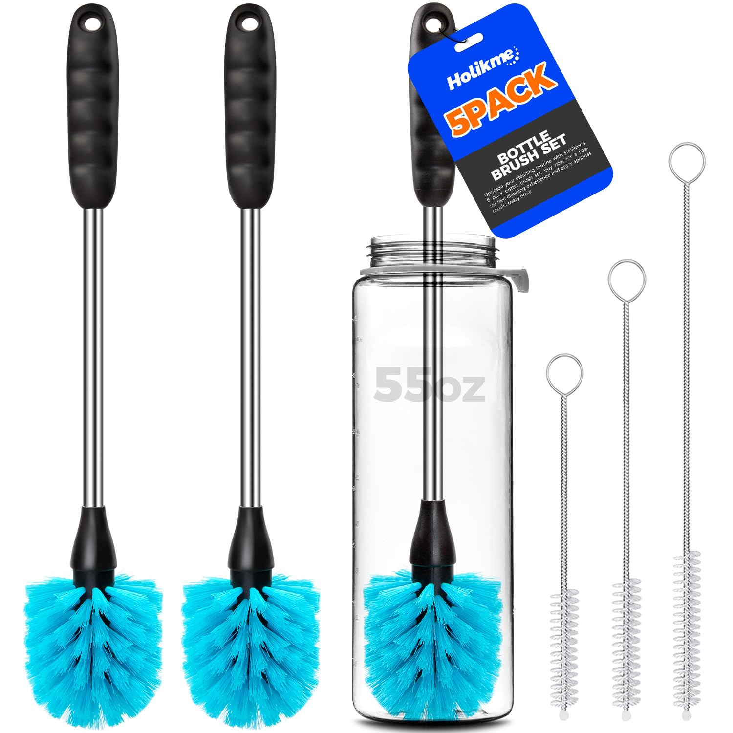 Amazon.com: Holikme 5 Pack Bottle Brush Cleaner Set, 14" Long Handle ...