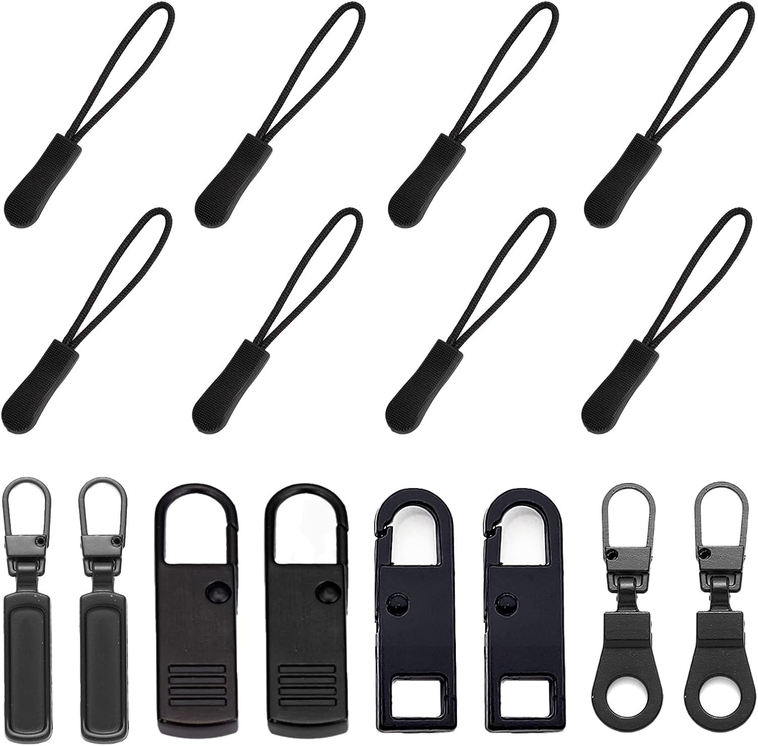 HAISHANG Zipper Puller,Removable Metal 8 Pcs Zip Pulls and 8 Pcs Zip ...