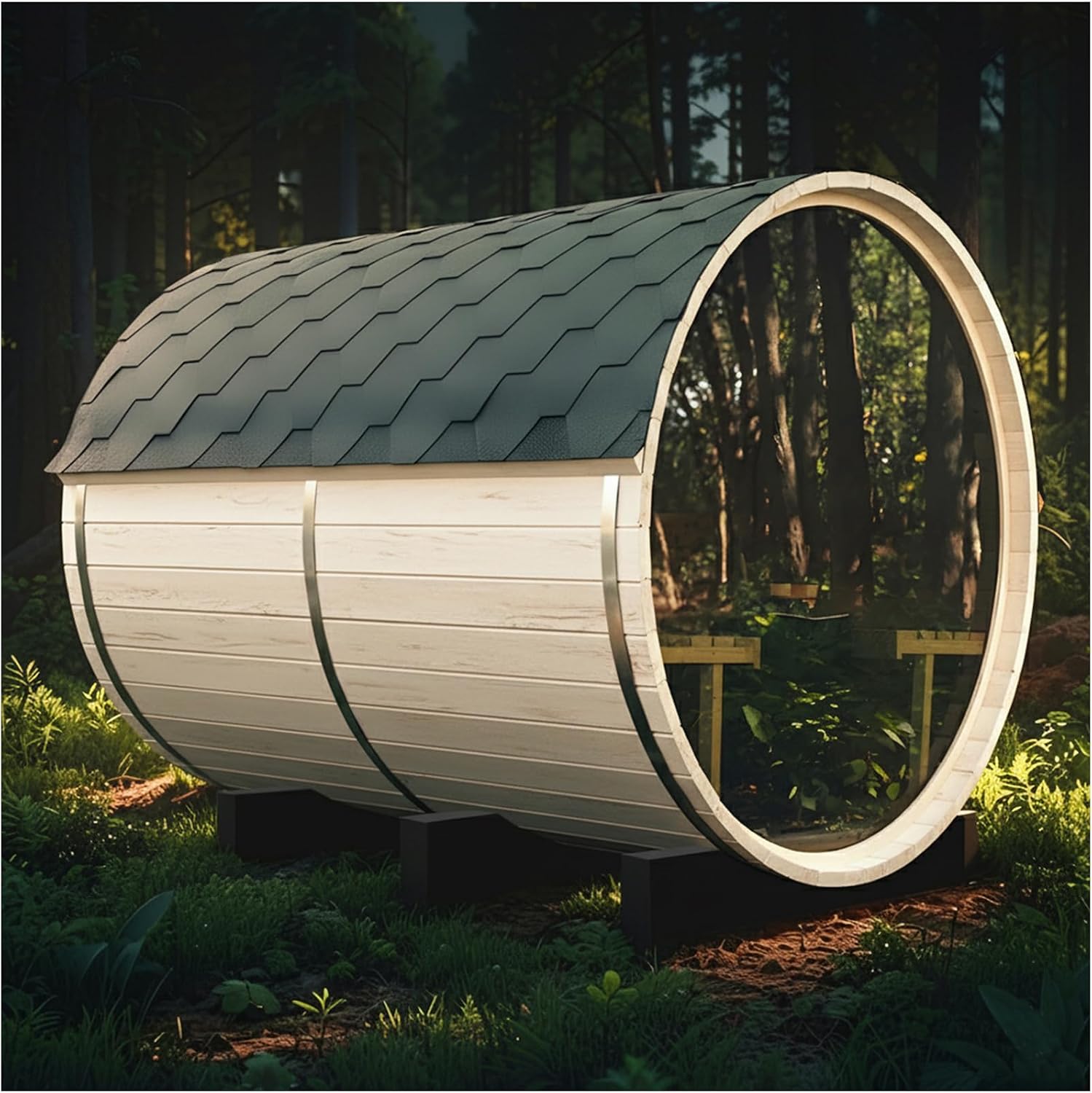 Amazon.com : ZONEMEL Outdoor Barrel Steam Sauna, Spruce Wood Sauna Room ...