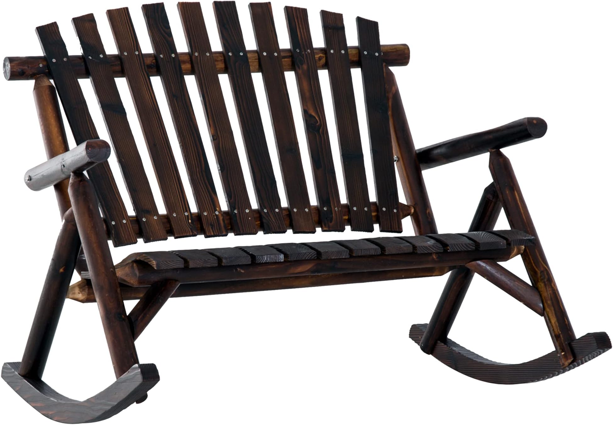 Amazon.com : Outsunny Outdoor Wooden Rocking Chair, Double-Person ...