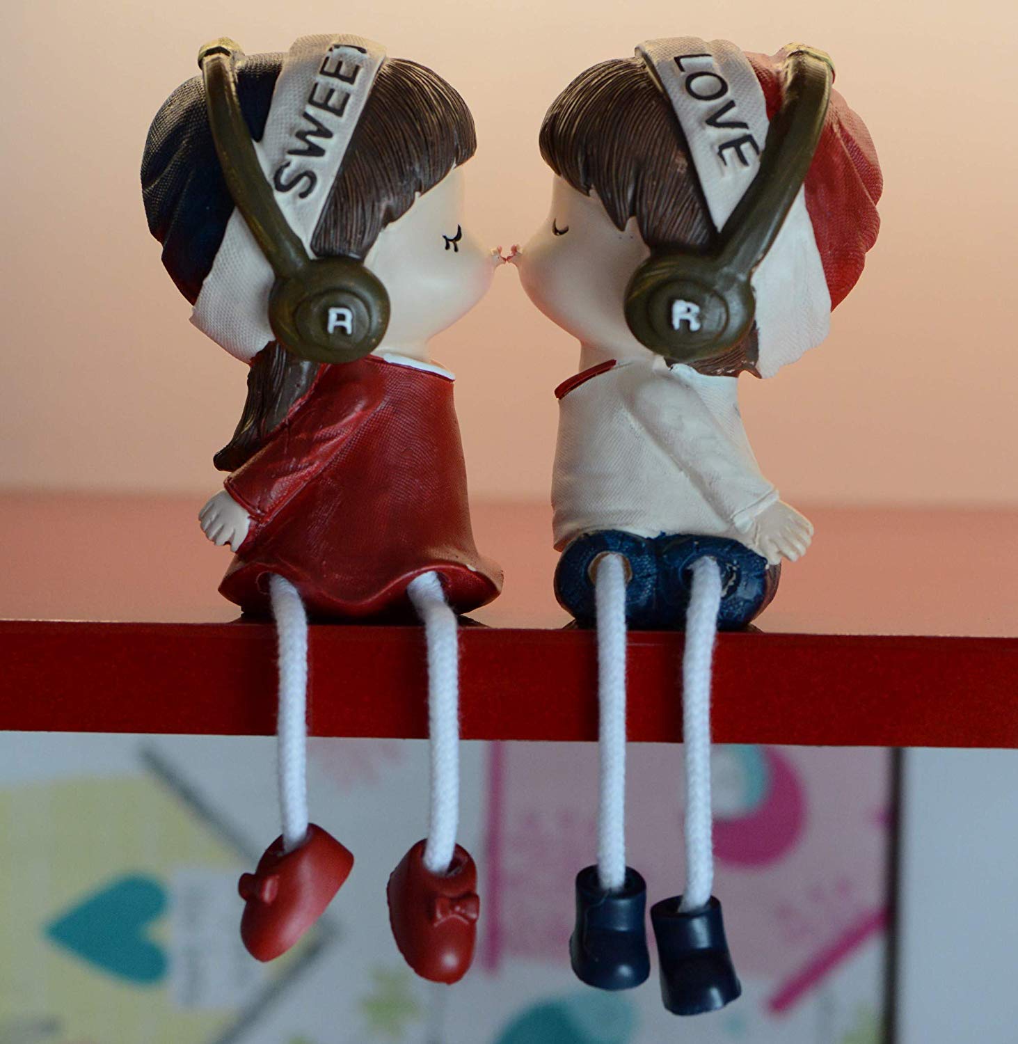 Buy TIED RIBBONS Decorative Romantic Kissing Couple Dolls Long Leg ...