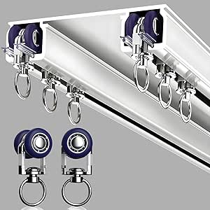 Amazon.com: Silent Double Curtain Track Ceiling Mounted, Heavy-Duty Aluminum Room Divider Rails ...