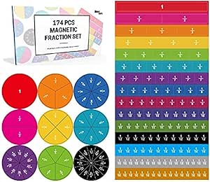 Amazon.com: 174pcs Magnetic Fraction Tiles & Circles Magnet Set for ...