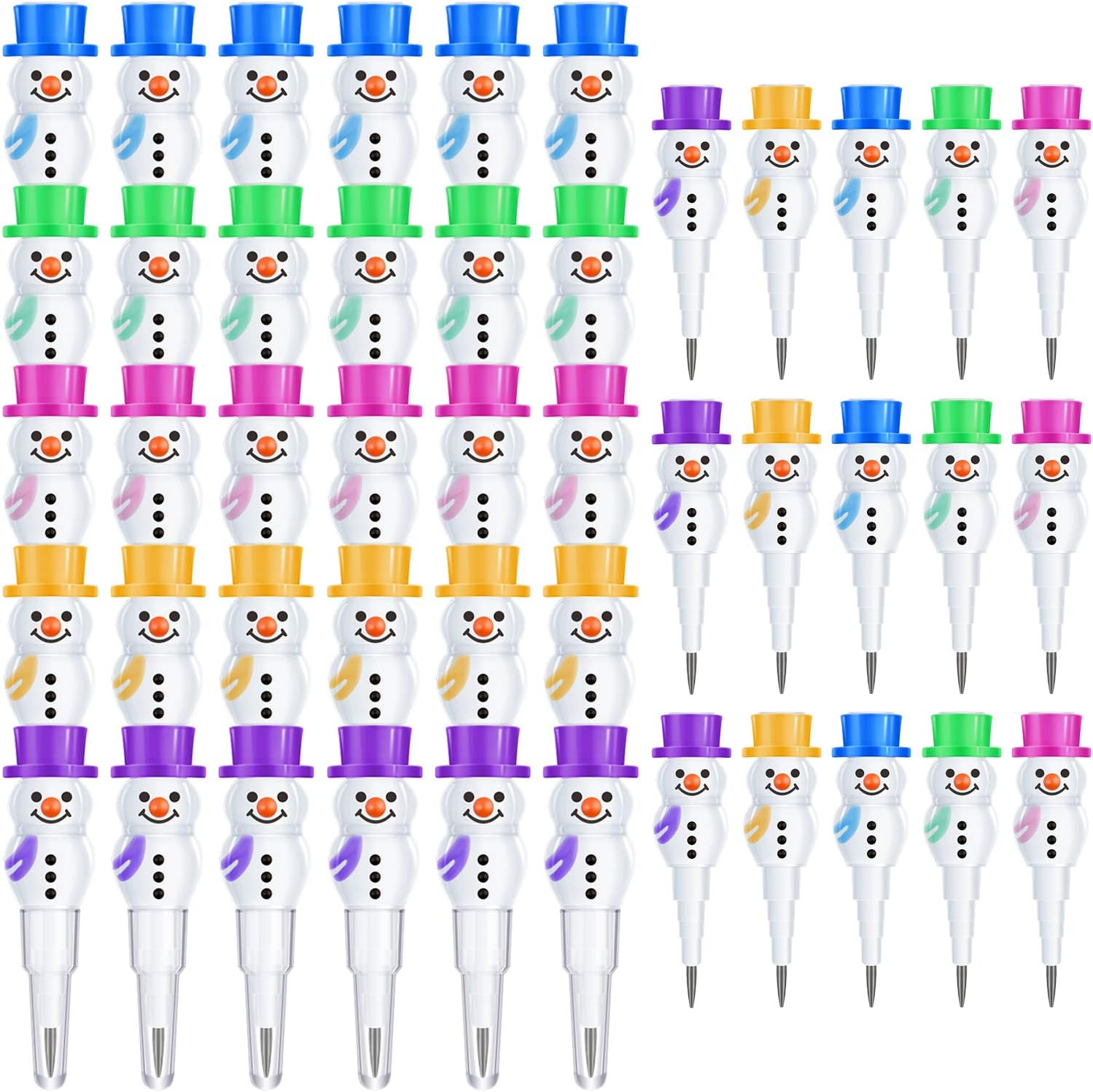 Amazon.com: Outus 40 Pieces Christmas Snowman Pencils Stackable Colored ...